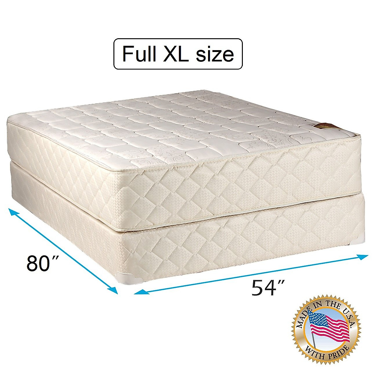 Dream Sleep Grandeur Deluxe 2-Sided Full XL Size Mattress and Box Spring Set - Orthopedic, Fully Assembled, Good for Your Back, Luxury Height, Long Lasting