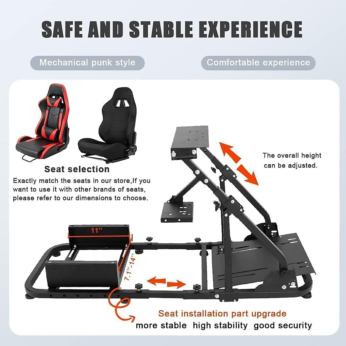 Supllueer Racing Simulator Cockpit with Dual Reinforcement Arm Compatible with Logitech G25 G27 G29 G920 G923 Thrustmaster T300, Steering Wheel Stand, Wheel Pedals and Seat Not Include
