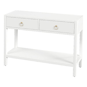 BOWERY HILL Modern 44" Two Drawer Wood Console Table - White