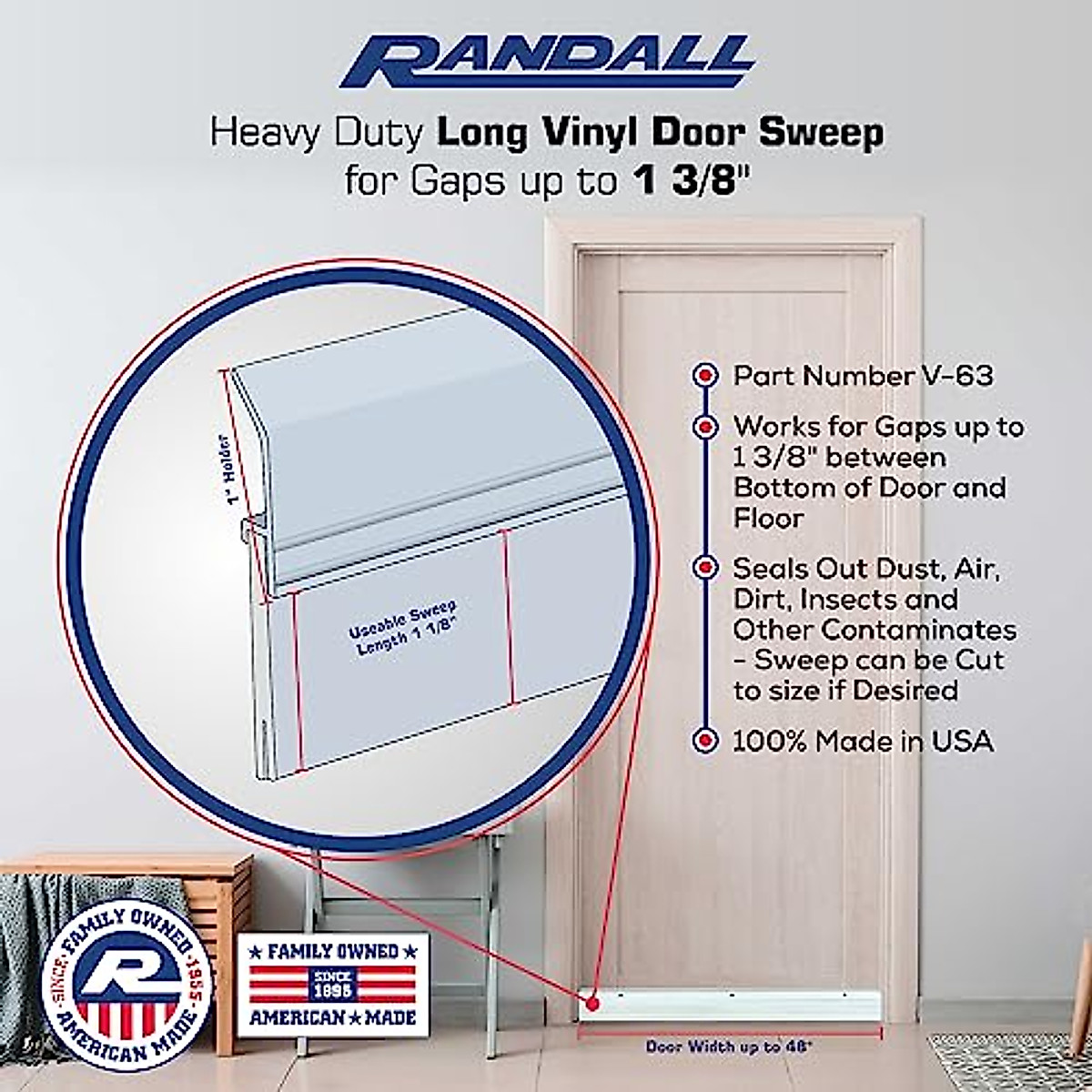 Heavy Duty Weight Aluminum with Long Vinyl Door Sweep (4 FT, White)