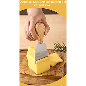 4-Piece Cheese Knife Set, Cheese Knives Cheese Knife Set Wooden Handle Stainless Steel Cheese Slicer Fork Spreader for Cheese Butter Pizza Cake Cutlery Cheese Knife Gift