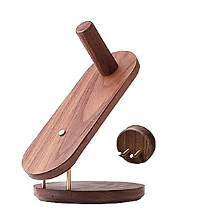 ERGONOW Walnut Wood Hair Dryer Holder Stand for Dyson Supersonic Hair Dryer Diffuser and Nozzles, Heavy Wood Stand Base, Magnetic Stand Holder, Bathroom Organizer (Walnut Hair Dryer+Cord Holder)