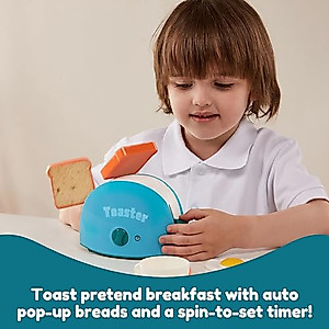 Joyin Play Kitchen Toys, Pretend Play Kitchen Appliances Toy Set with Coffee Maker, Mixer, Toaster with Realistic Lights& Sounds, Birthday Gift for Kids Ages 2 3 4 5, Blue