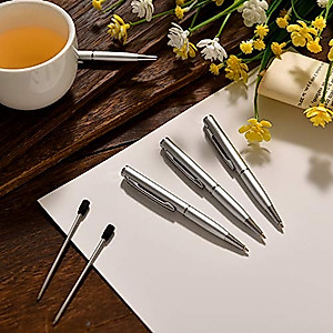 Outus 10 Pieces Mini Metal Pens Rotatable Miniature Pen Small Pocket Size Pens with 10 Replacement Pen Refills for Signature Calligraphy Executive Business, Passport (Silver)