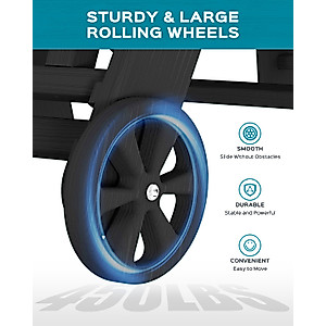 Chaise Lounge Chair Outdoor with Wheels, Double Cup Holders Adjustable 5-Position Chaise Lounge Outdoor with Wood Texture, Patio Lounge Chair for Poolside Backyard, Black