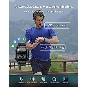 PODOEIL Military Smart Watches for Men with Text and Call, Smart Watch for Android iPhone iOS Compatible Smartwatch for Men with Heart Rate Sleep Monitor, 1.85" Outdoor Sports Rugged Fitness Watch