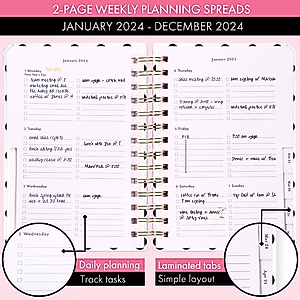 Kate Spade New York 2024 Planner Weekly and Monthly, Medium Planner January 2024 - December 2024, Hardcover Spiral Planner, Daily Planner with Monthly Calendar, Stickers, & Pockets, Spade Dot
