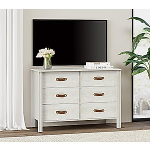 WAMPAT Kids Dresser for Bedroom, White Dresser with 6 Drawers, Baby Closet Storage Organizer Dressers & Chest of Drawers for Nursery, Living Room, Hallway