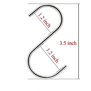 20 Pack 3.5" Hooks S Shaped Hanging Hooks Stainless Steel Metal Hangers Hanging Hooks Kitchen,Closet,Bathroom,Work Shop,Garden,Outdoor etc.