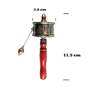 DMtse 2 X Tibetan Buddhist Om Mani Padme Hum Functioning Mini Handheld Prayer Wheel with Mantra Scroll