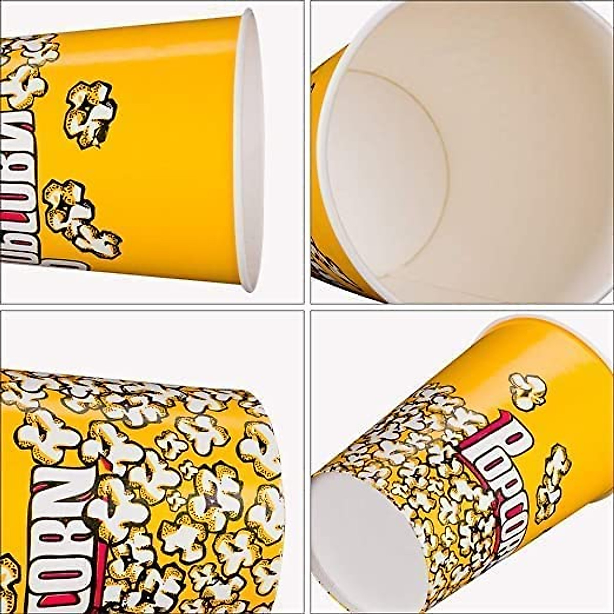 BLUFEU [50 Pack] 32 Oz Popcorn Buckets Disposable – Leakproof & Sturdy Popcorn Container – Large Popcorn Cups Disposable | Popcorn Bowls for Family Movie Night, Carnival theme parties, Movie theater