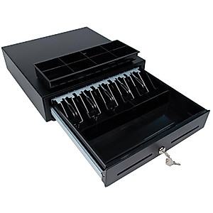 Star Micronics CD3-1616 5 Bill / 8 Coin Value Series Cash Drawer with 2 Media Slots and Included Cable (16" x 16") - Black