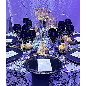 Attractive Durable Stemmed Wine Glasses Set of 6, Lead-Free, Tinted Black Glass with Clear Stem, Quality Drinking Glasses for Red or White Wine. - 15oz Glassware Cups.