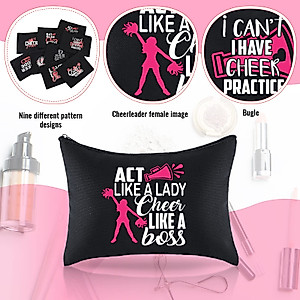 Saintrygo 9 Pieces Cheer Makeup Bags Canvas Cheer Bag Cosmetic for Cheerleaders Gifts Cheer Portable Travel Cheerleading Bag Toiletry Cheer Makeup Case Gift Zipper Pouches for Teammates Girls (Black)