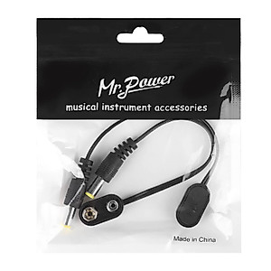 Mr.Power 9V Battery Clip Converter Power Cable Snap Connector 2.1mm 5.5mm Plug for Guitar Effect Pedal (Straight Angle, 2 Cable) Plug for Guitar Effect Pedal (2 Cable)