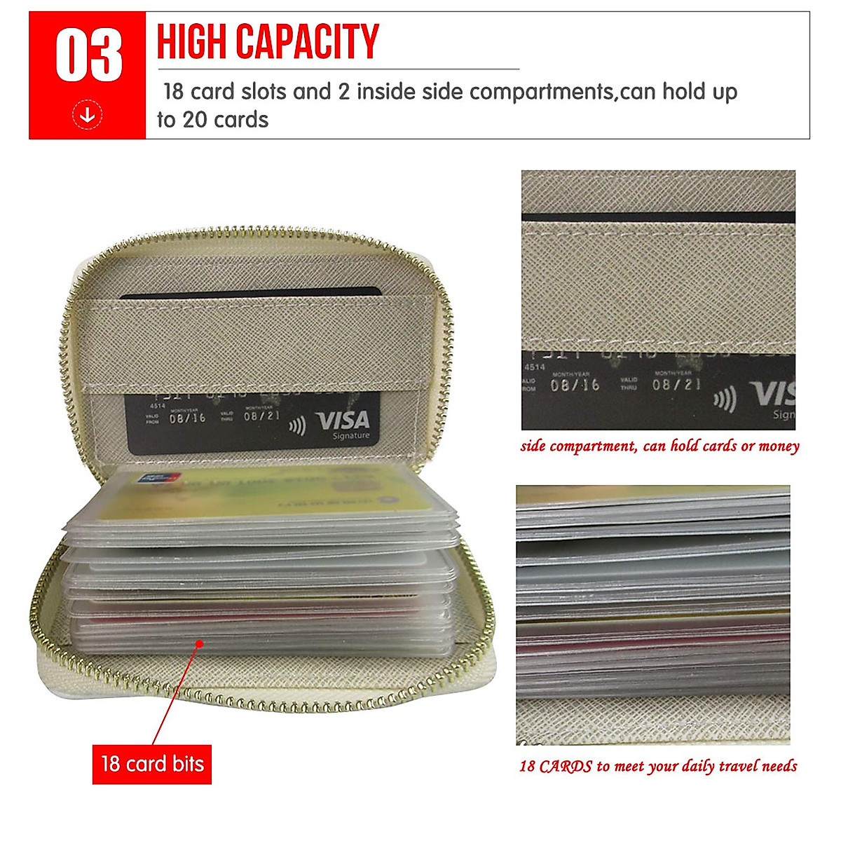 CLOHOMIN Southwestern Style Business Card Holders Native American RFID Blocking Leather Zipper Credit Card Case Indian Mandala Boho Navajo Red Tribal ID Card Holder for Shopping