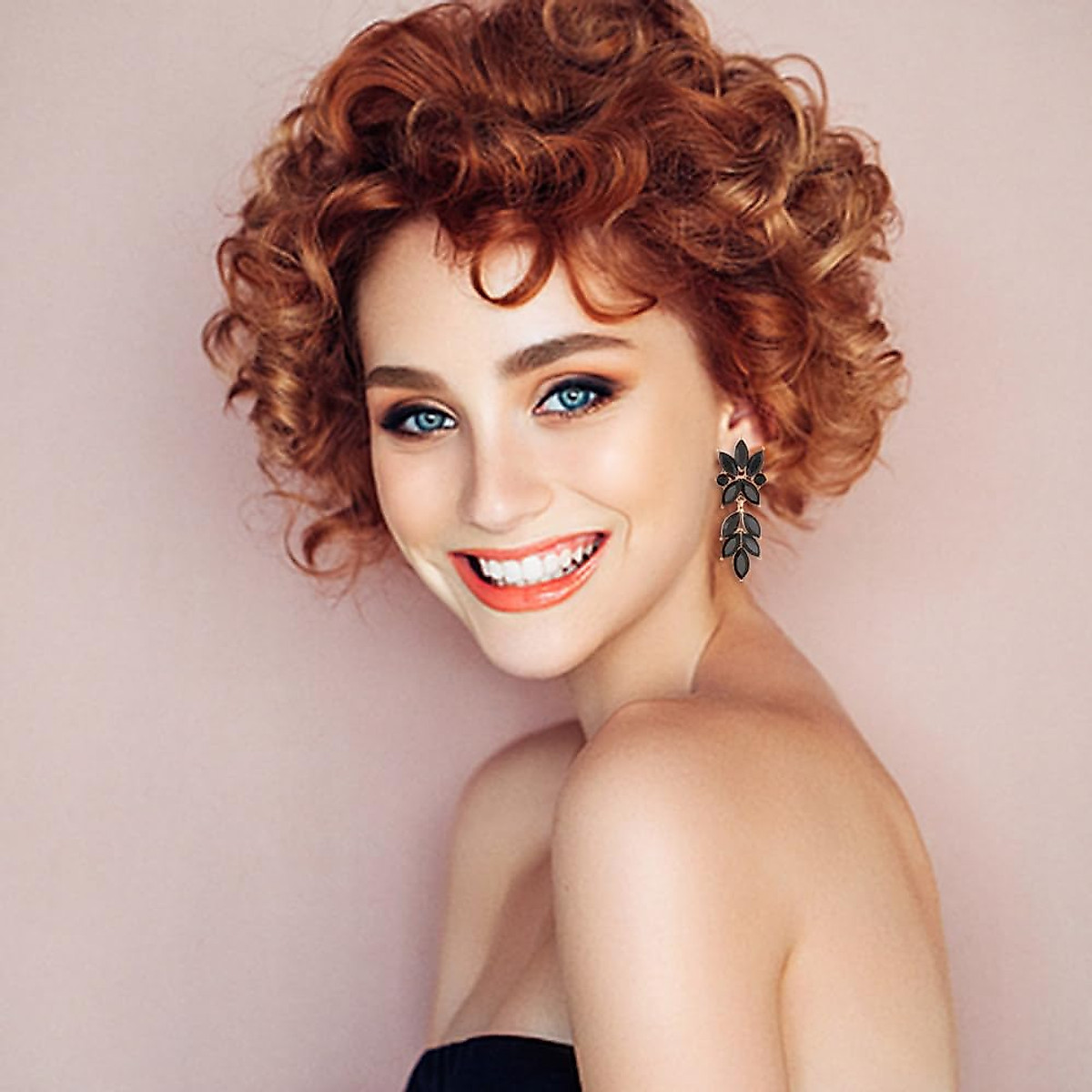 Met-edianger Black Rhinestone Drop Dangle Earrings Wedding Earrings for Brides Bridesmaids Fancy Crystal Leaf Bridal Earrings for Women