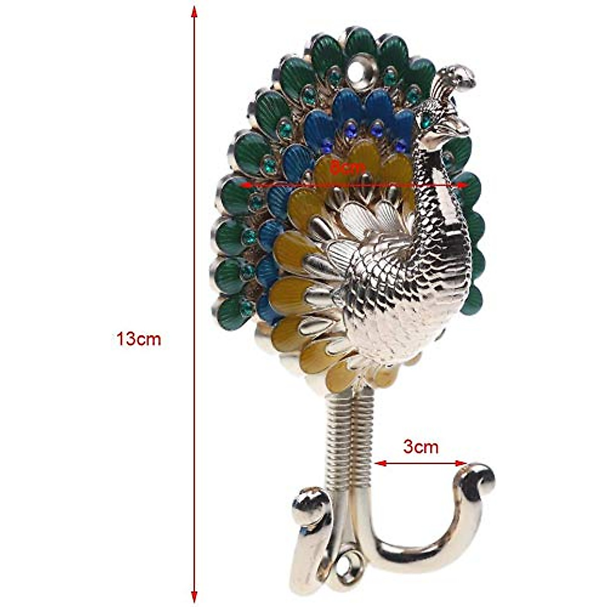 2pcs Peacock Metal Double Hanger Hook Double Head Wall-Mounted Coat Towel Hanger Hook - Gold