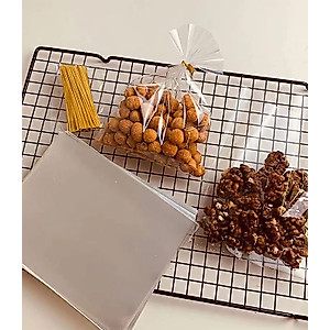 50 Pcs 14x18 inch Cellophane Wrap Cello Cellophane Treat Bags Clear Flat for Gift Wrapping, Bakery, Cookie, Candies, Dessert, Baskets Packaging with Color Twist Ties