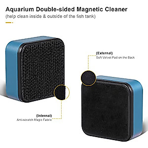 Learay Magnetic Aquarium Algae Scraper, Fish Tank Glass Cleaner Brush, Floating Algae Magnet Cleaning Tool Scrubber Brush Algae Remover for Aquarium Scrubber Brush with Non-Slip Handle(Mini)