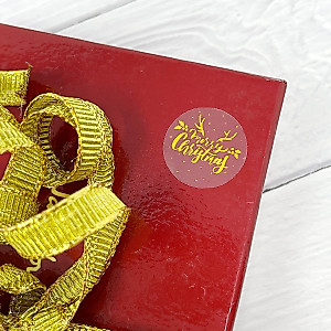 allydrew Christmas Stickers Label Roll, Holiday Stickers for Sealing Cards, Envelopes, Gift Boxes, Festive Party Favors (500 pcs), (Gold Foil) Merry Christmas