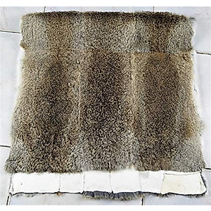 100% Natural Rabbit Fur Bed Throw Blanket,Rug,Rabbit Fur Blankets/Plates Furry Soft Warm Lush Fur Throw Home Decoration Reprocessed DIY Materials (21.65" x 43.3" Straw Yellow)