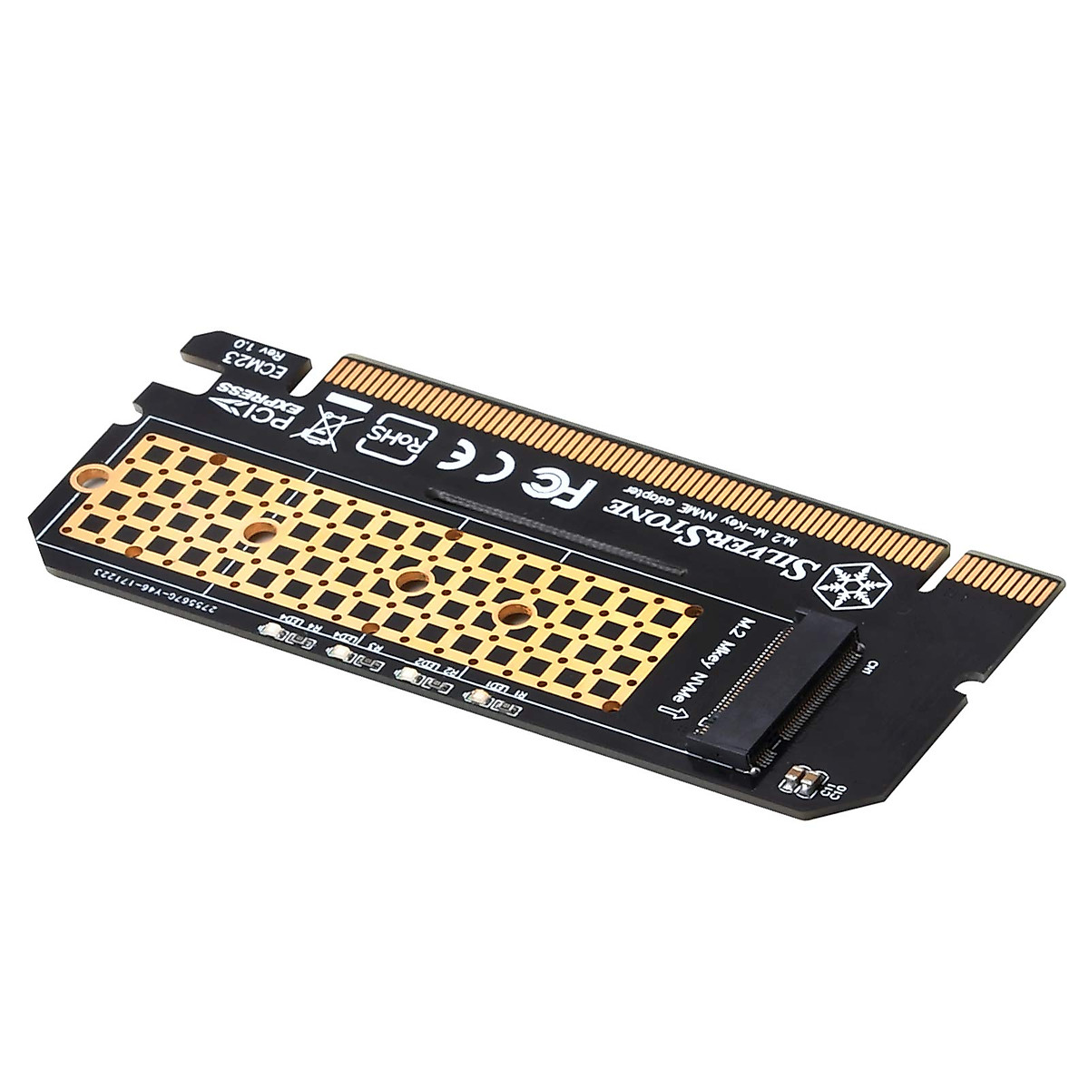 SilverStone Technology Slim M.2 M Key PCIe NVMe Adapter to PCIe X4 with Integrated Heatsink ECM23