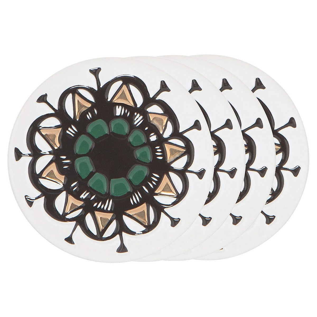 Now Designs Ceramic 4 Shadowvale Coaster Set, Multicolor