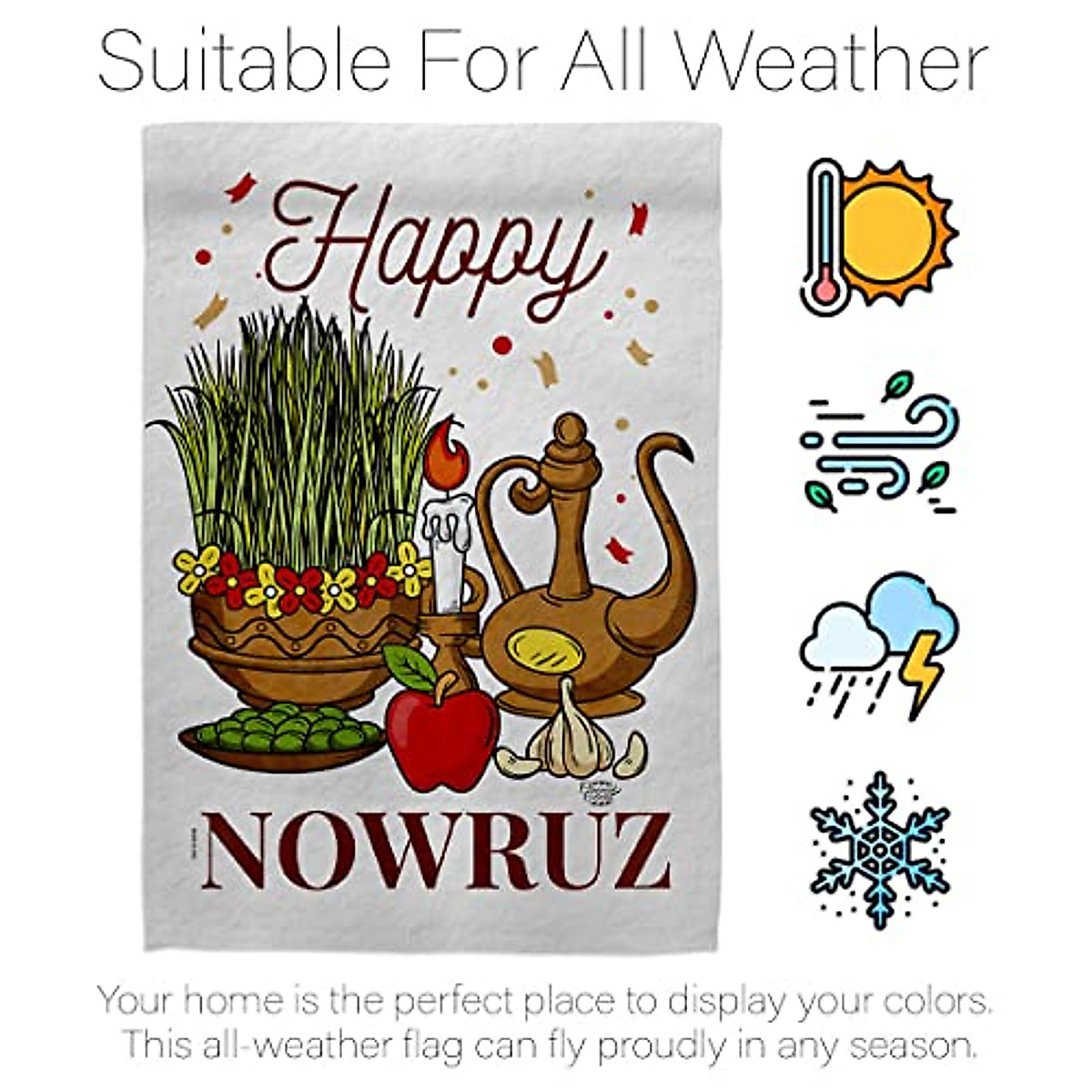 Iranian New Year Garden Flag Home Decor Banner Wall Art Patio Lawn Front Porch Room Decorations Small Outdoor Tapestry Yard Sign Celebration Persian New Year Christian Religion Day Holiday Made In USA