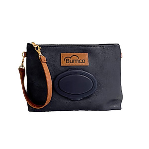 Bumco Diaper Clutch Bag - Portable Wipes Dispenser & Diaper Holder, Airtight Travel Baby Wipes Case, Leather-Style Wipe Dispenser Travel Baby Wipes Dispenser On the Go, Diaper Wristlet (Black)