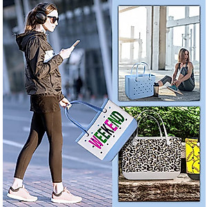 Qkstan Beach Bag Rubber Tote Bag - Waterproof Travel Bags for Men Women Washable Tote Bag Handbag for Sports Beach Market Pool (Cow, Large)