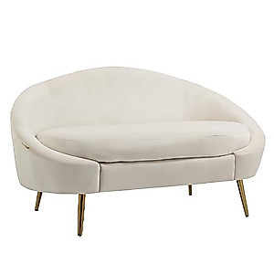ZOBIDO Velvet Couch Modern Loveseat Sofa Twin Size Contemporary Sofas Upholstered Couch with Contemporary Velvet Upholstered Sofa Couch for Living Room and Bedroom(White)