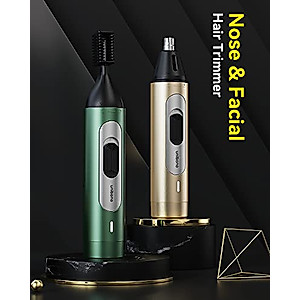 unibono Ear and Nose Hair Trimmer, Dual-Hole Vortex Cleaning System Facial Hair Grooming Kit Include Rechargeable Eyebrow Trimmer & Facial Hair Removal Shaver Stocking Stuffers Gifts for Men Women