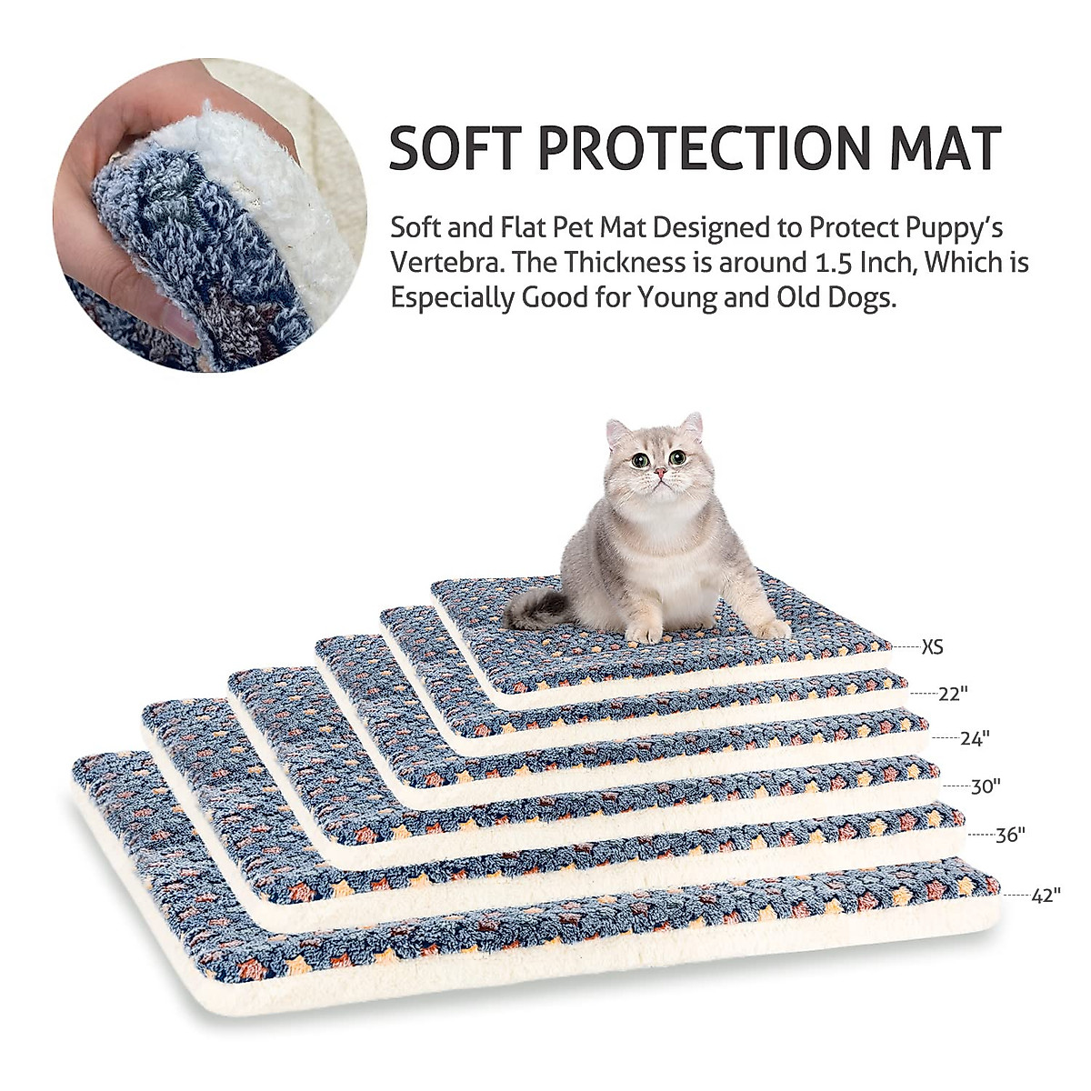 Mora Pets Dog Bed Crate Pad Ultra Soft Pet Bed with Cute Star Print Washable Crate Mat for Large Medium Small Dogs Reversible Fleece Dog Crate Kennel Mat Cat Bed Liner 35 x 22.8 inch Dark Blue