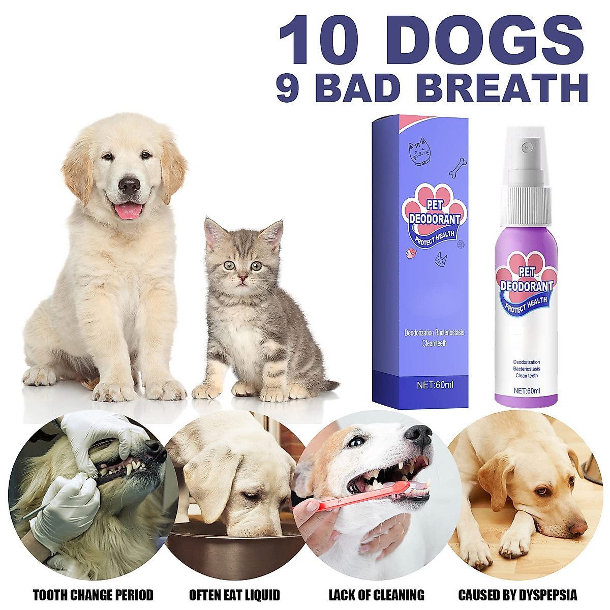 Petry Oral Spray - Petry Teeth Cleaning Spray for Dogs & Cats, Pet Breath Freshener Spray Care Cleaner, Pet Bad Breath Treatment (1 Pc)
