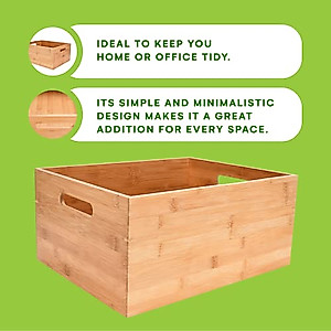 Prosumer's Choice Bamboo Storage Box - Bamboo Box Storage for Kitchen, Living Room, Bathroom, Office - Arts & Crafts Container Caddy Basket - Home Decor & Organization Accessories 14"L x 11"W x 6"H
