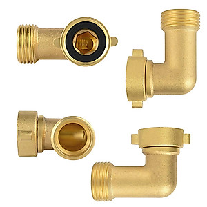 Garden Hose Elbow Connector, 90 Degree Hose Extender, Solid Brass Elbow Water Pipe Adapter (2 Pack)