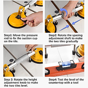LvnRaay 2-Pack Seamless Seam Setter for Granite with Adjustable 6'' Vacuum Suction Cups for Seam Joining & Leveling, Professional Countertop Installation Tool for Granite, Marble, Tiles Flat Surfaces