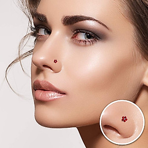 20 Pieces Box Set of Mix Colored Multi Crystal Stone Flower Top 22 Gauge 925 Sterling Silver L Shape Nose Stud