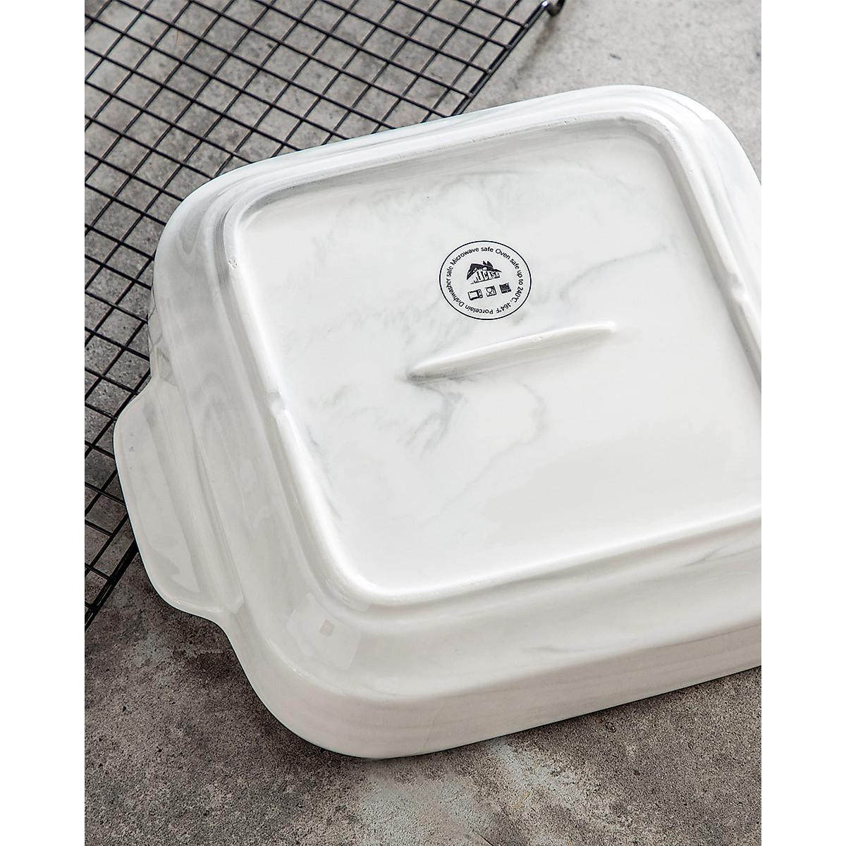 MALACASA Baking Dish, Square Lasagna Pan, 1.6 QT Baking Pan, Deep Casserole Dish for Cooking, Kitchen, Family Dinner, Banquet and Daily Use, 8.5 x 8.5 x 2.5 inch, Series BAKE-GREY