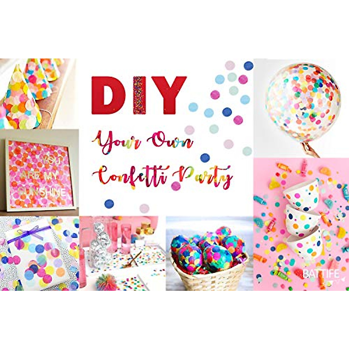 Battife 25000 Pieces Colorful Tissue Paper Confetti 1inch Large Bag Round Confetti for Wedding Birthday Party Celebrations, Multicolor 8.8oz