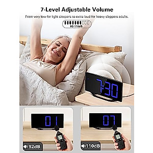 Loud Digital Alarm Clock for Bedroom,Bedside Dual Alarm Clock for Heavy Sleepers Adult Teen with USB Charger,Desk Clock with 8.7"Large LED Display,Battery Backup,7-Level Brightness&Volume,Snooze,DST