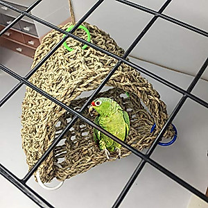 kathson Bird Sheltering Seagrass Tent Hammock Small Animal Snuggle Hut Parrot cage Toy for Parakeets,Cockatiels,Lovebirds,Ring Necks,Pionus,Senegals Small to Medium Birds