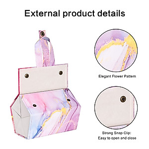 MEGREZ 5 Slots Sunglasses Organizer Box, PU Leather Foldable Woman Eyeglass Case Eyeglass Organizer Storage, Multiple Sunglass Holder for Travel with Eyeglasses Cloth, Pink-Marble