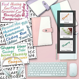 Budget Binder Color Block 30 Pcs A6 PU Leather Notebook Binder Planner Set, Personal Budget Planner Organizer 10 Cash Budget Envelopes Zipper Pockets 12 Budget Bill Planner Sheet 7 Label Stickers