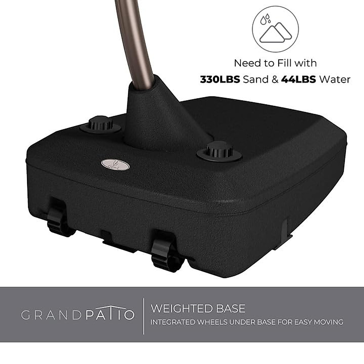 Grand patio Deluxe NAPOLI 12FT Patio Umbrella, Curvy Aluminum Cantilever Umbrella with Base, Round Large Offset Umbrellas for Garden Deck Pool(Canvas Henna, 12 FT-SUNBRELLA)