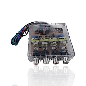 Audiotek 4 Channels Car Audio Hi Low High to Low Impedance RCA Line Converter for Car Receiver and Amplifier + Built-in Remote Turn-On, Ground Loop Isolator - at-HL5