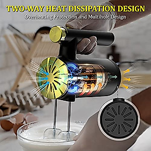 Hand Mixer Electric, 500W Power Handheld Mixer with Continuously Variable Speed Control + Eject Button + 5 Stainless Steel Accessories Kitchen Mixer for Easy Whipping, Baking, Cake (Black + Gold)