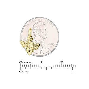 GNGJewel Solid 14k Gold 3D Tiny Bee Necklace Bumble Bee Queen Bee Bumblebee Charm Pendant Necklace (Pendant Only, Yellow Gold)