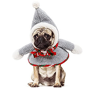 Faveetie Christmas Santa Dog Costume Pet Clothes Xmas Coat with Hat Sweater Winter Warm Outfit for Small Medium Dogs Cats Christmas Party Pet Cosplay Costumes Dressing up, Gray